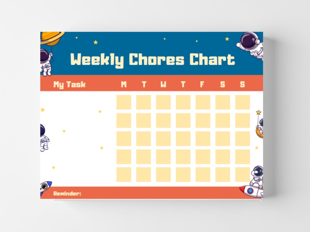 Space-themed Chore Chart Chore Chart Printable Weekly - Etsy Canada