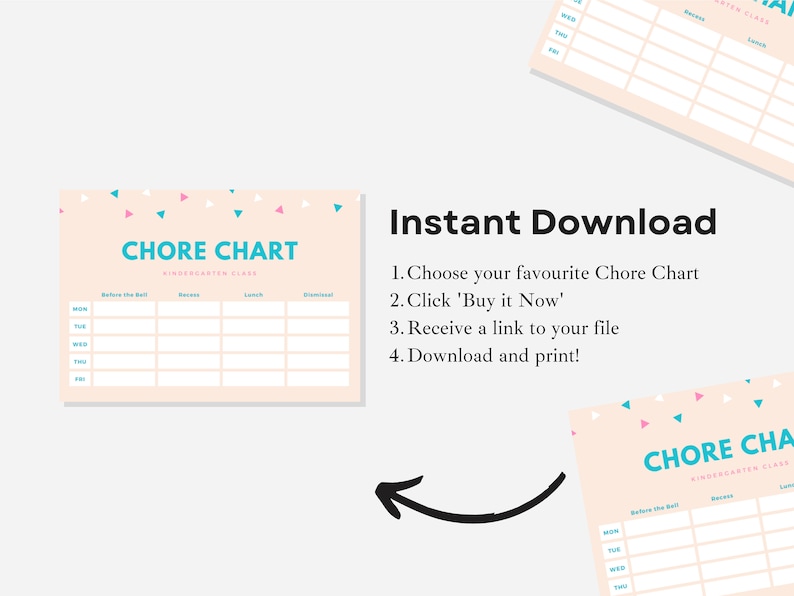 Pastel Chore Chart Printable Chore Chart, Daily Task Chart, Weekly ...