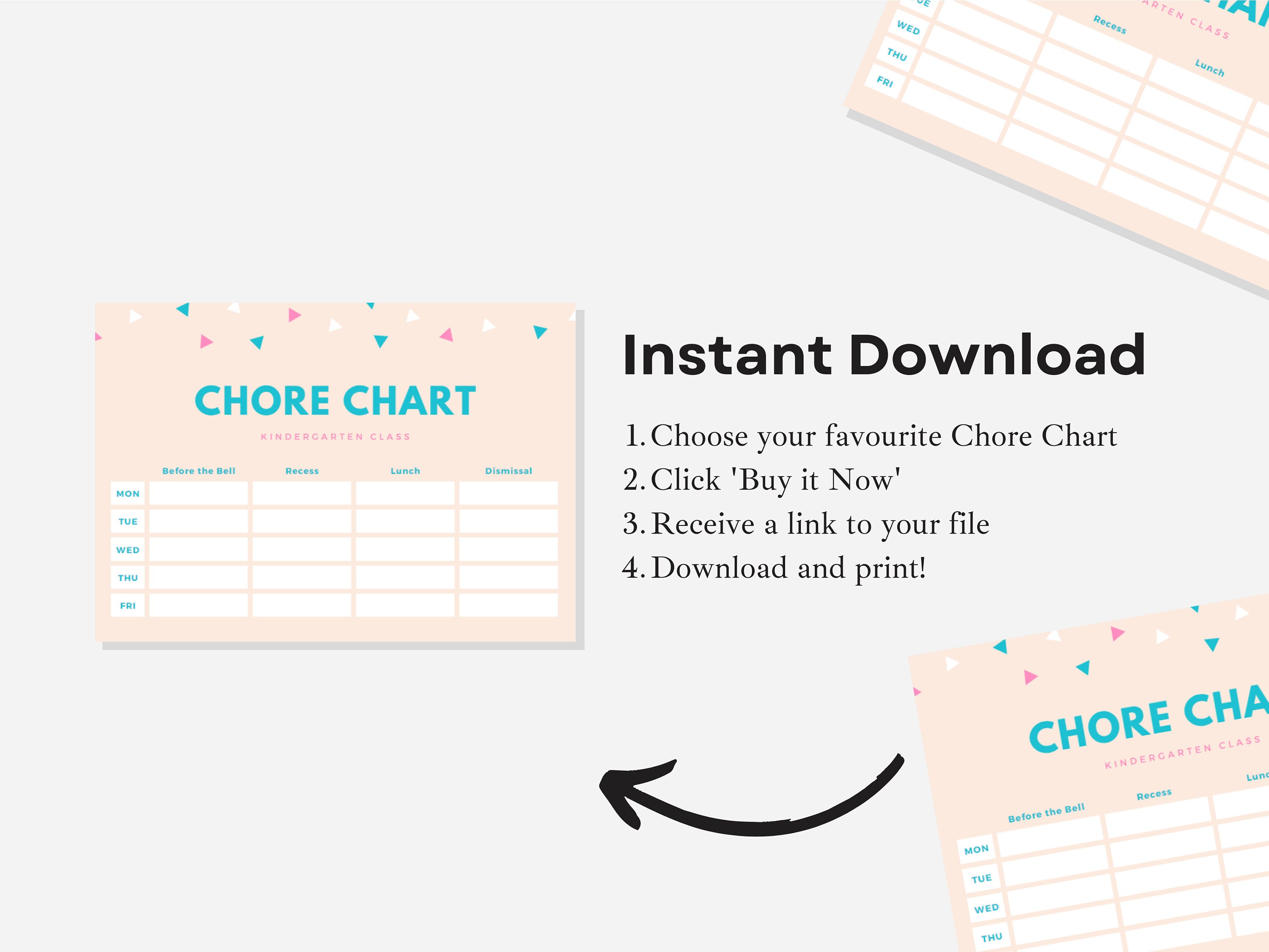 Pastel Chore Chart Printable Chore Chart, Daily Task Chart, Weekly ...