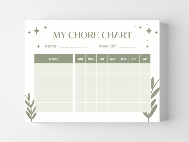 Sage Green Plant Chore Chart Printable Routine Chart Daily - Etsy Australia