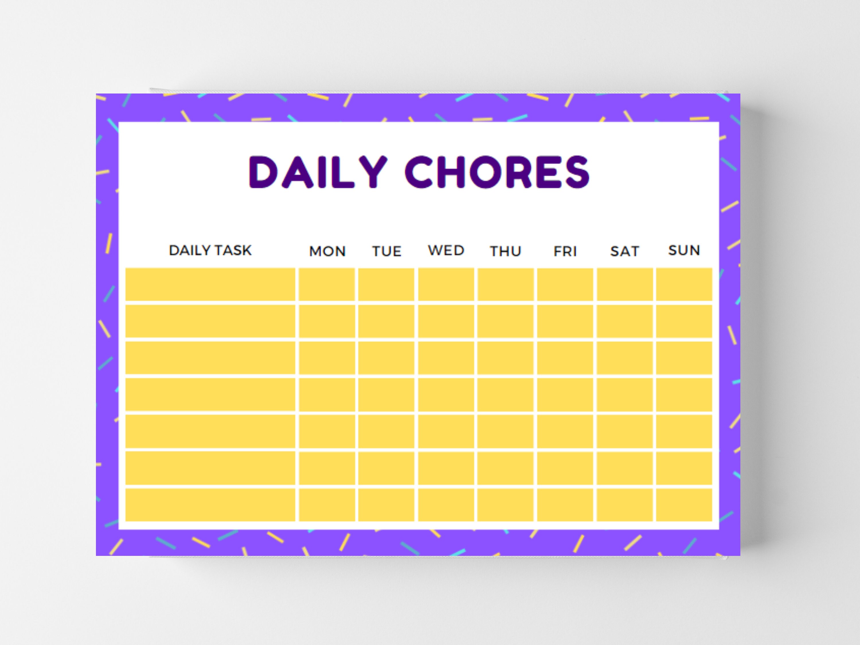 Daily Chore Chart Printable Chore Chart Daily Task Chart - Etsy Canada