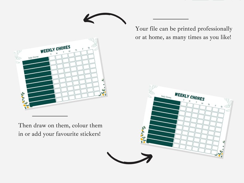 Chore Chart Printable Routine Chart, Daily Task Chart, Weekly Chores ...