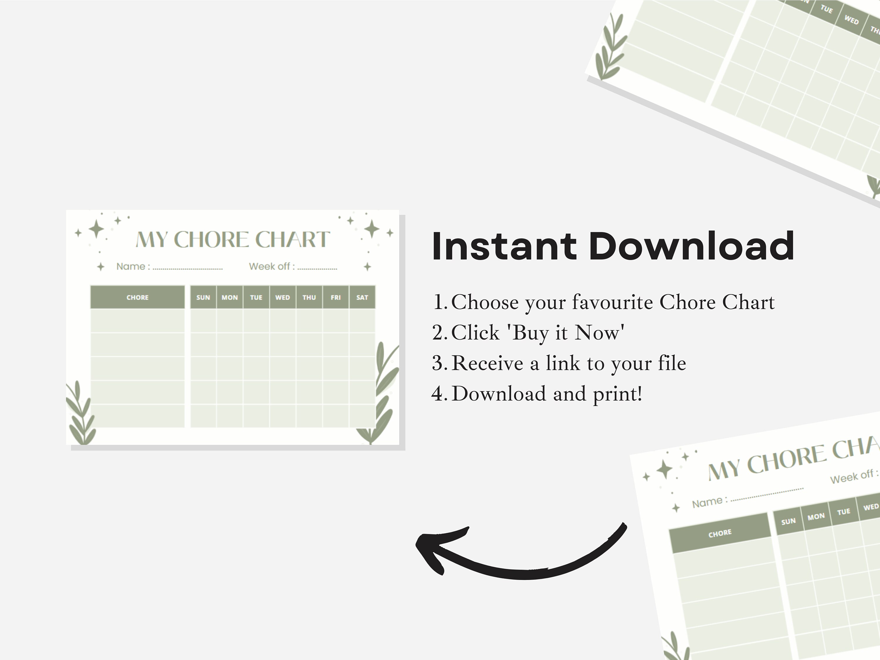 Sage Green Plant Chore Chart Printable Routine Chart Daily - Etsy Australia