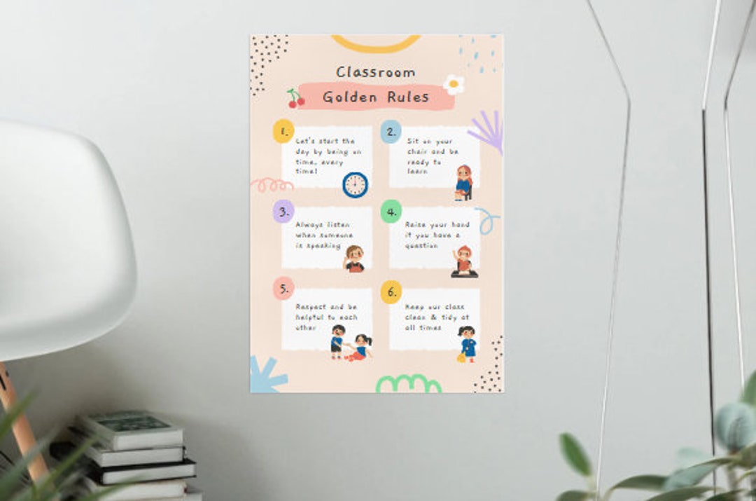 Golden Classroom Rules Poster for Schoolkids Digital - Etsy Australia