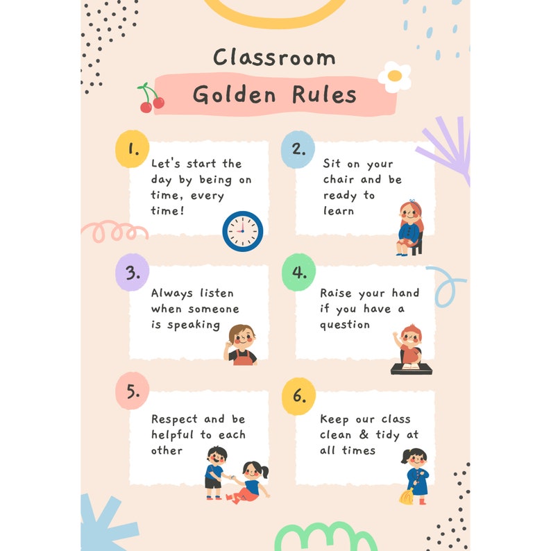 Golden Classroom Rules Poster for Schoolkids Digital - Etsy Australia