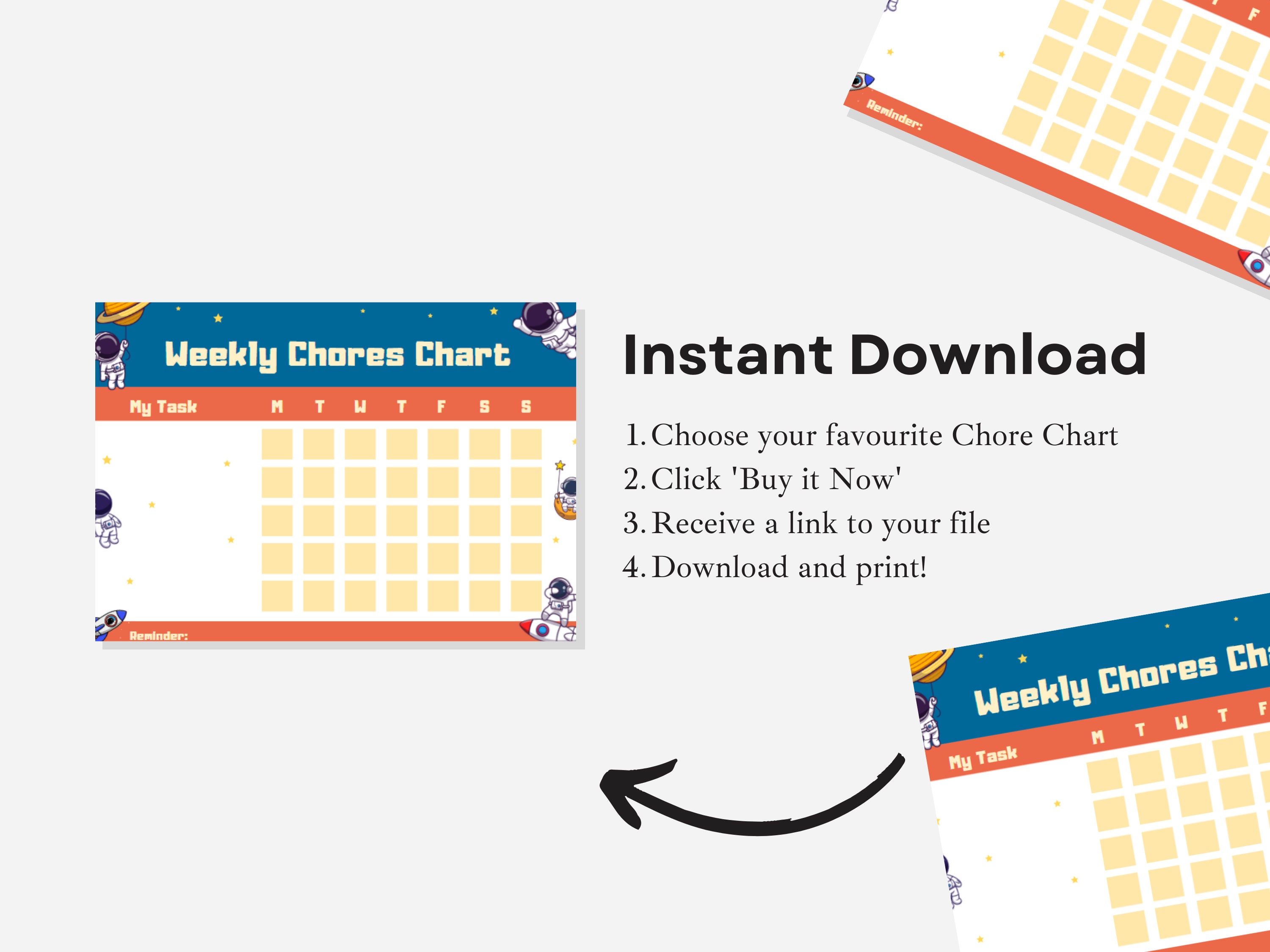 Space-themed Chore Chart Chore Chart Printable Weekly - Etsy Canada