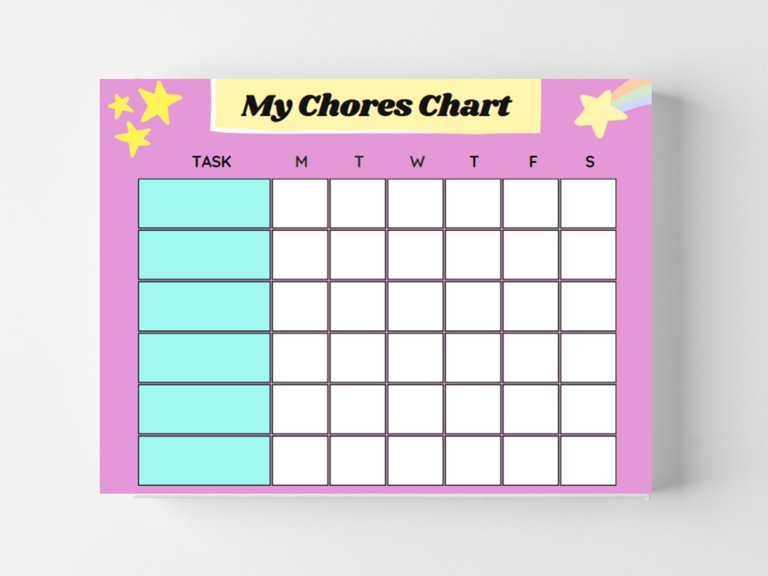 My Chores Chart Template Printable Chore List Weekly - Etsy Australia