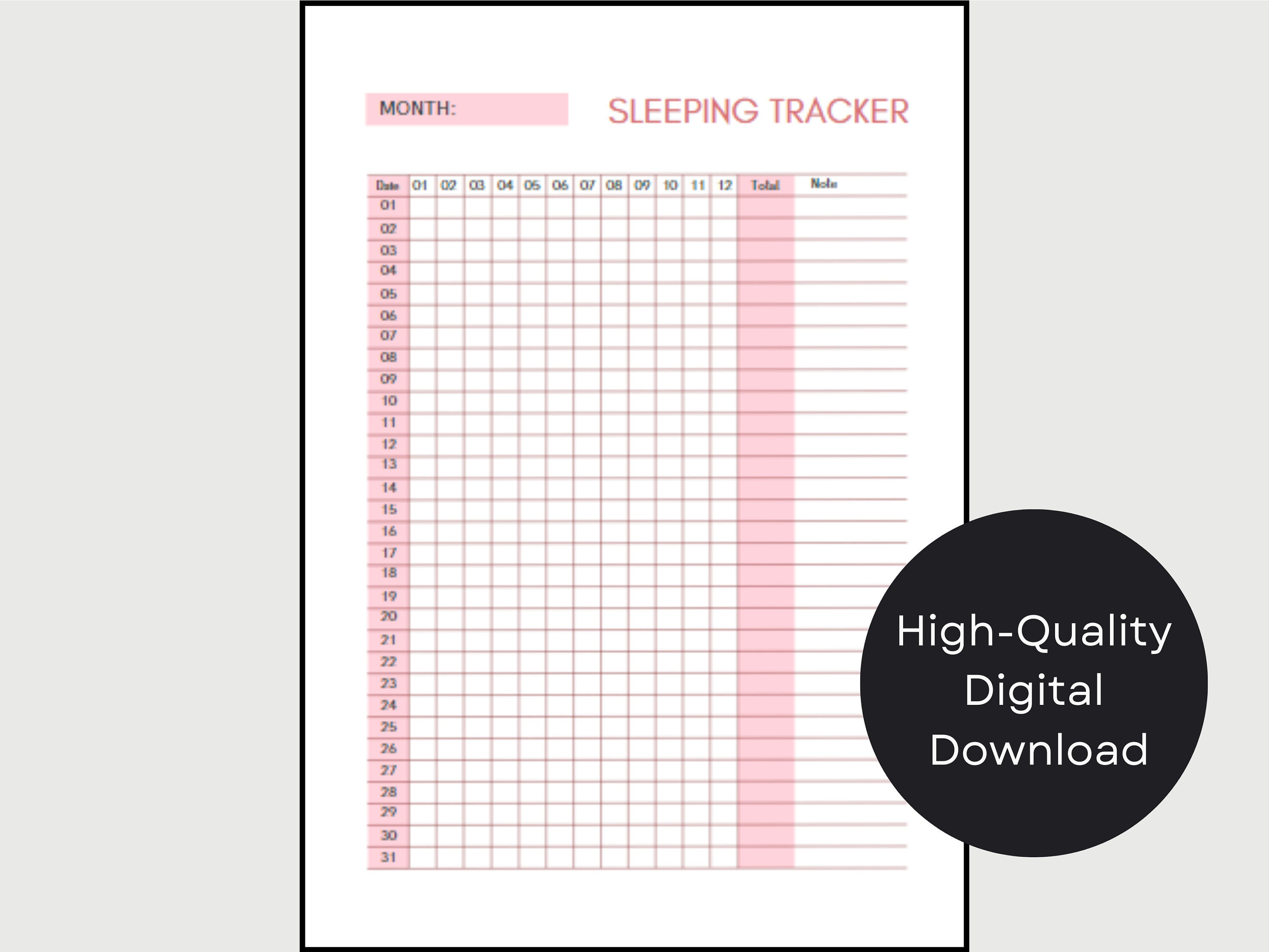 Digital Sleep Tracker Printable Sleep Journal PDF Template, Minimalist ...