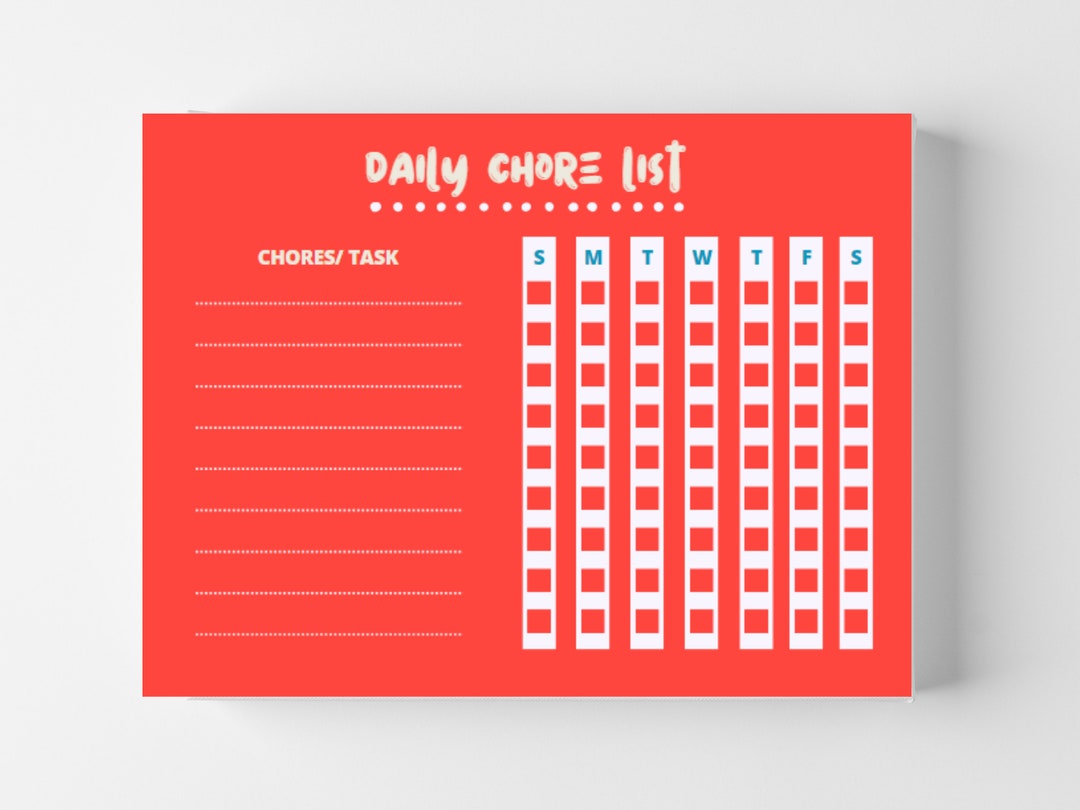 Red Daily Chore List Printable Routine Chart Daily Task - Etsy Canada