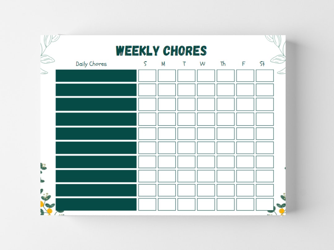 Chore Chart Printable Routine Chart, Daily Task Chart, Weekly Chores ...