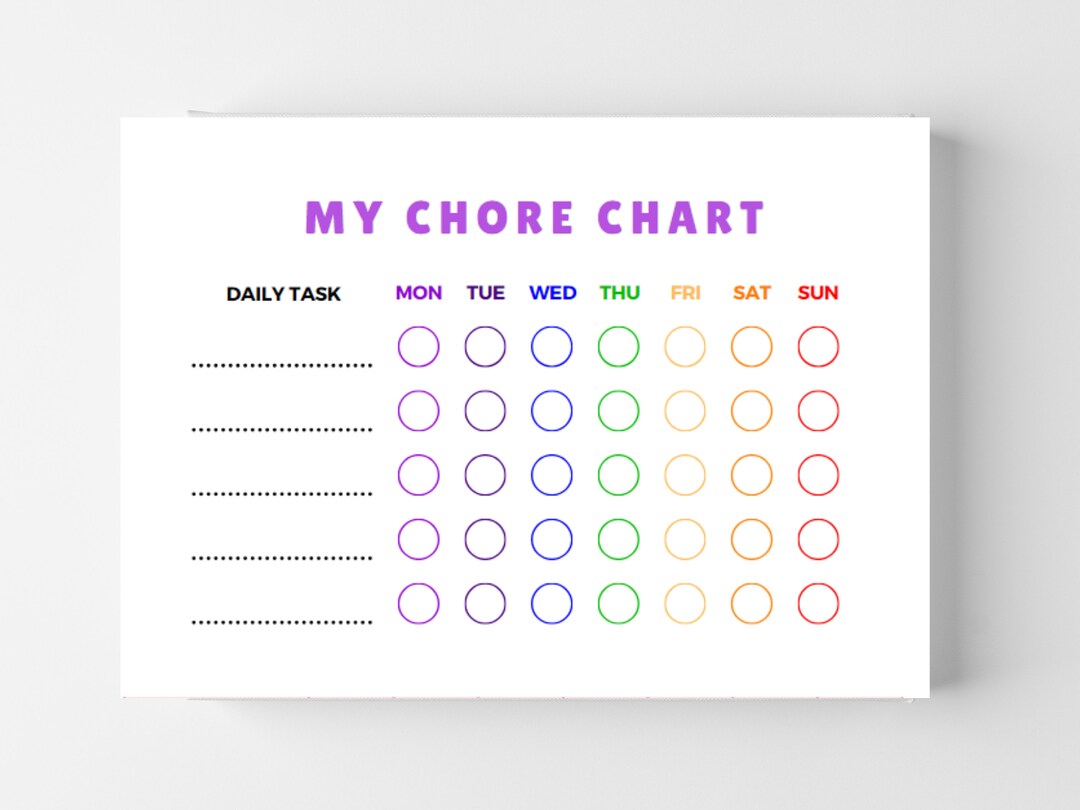 My Chore Chart Printable Chore Chart, Daily Task Chart, Weekly Chores ...