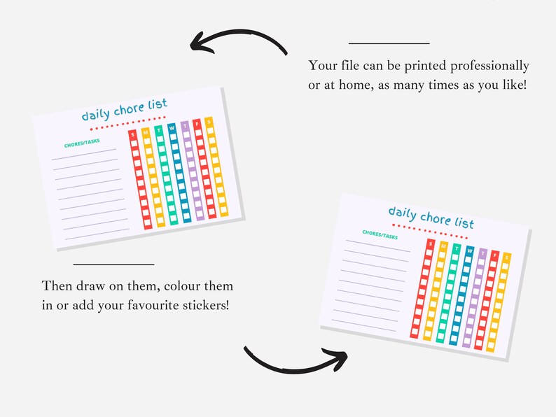Colourful Kids Chore Chart Achievement Tracker Instant - Etsy Australia