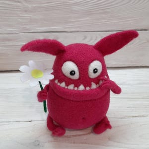 Needle Felted Cute Monster. Wool Monster. Funny Fantasy Creature ...