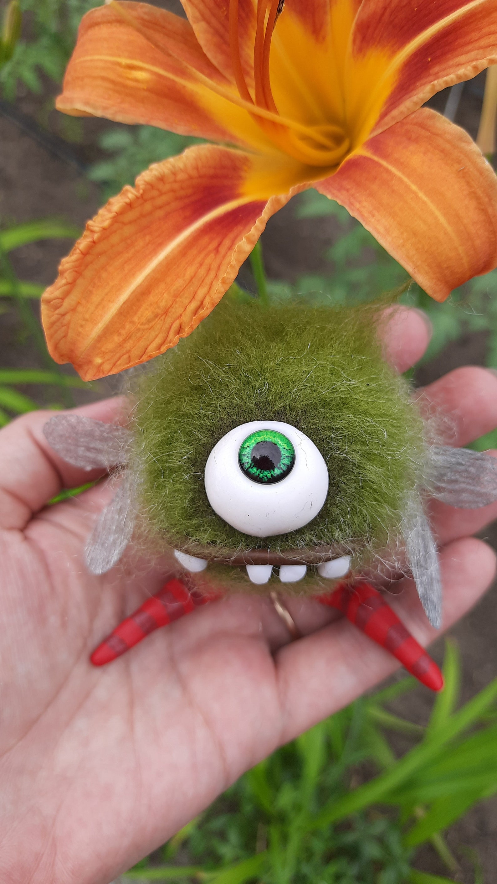 Needle Felted Cute Monster. Wool One-eyed Monster. Funny Fantasy ...