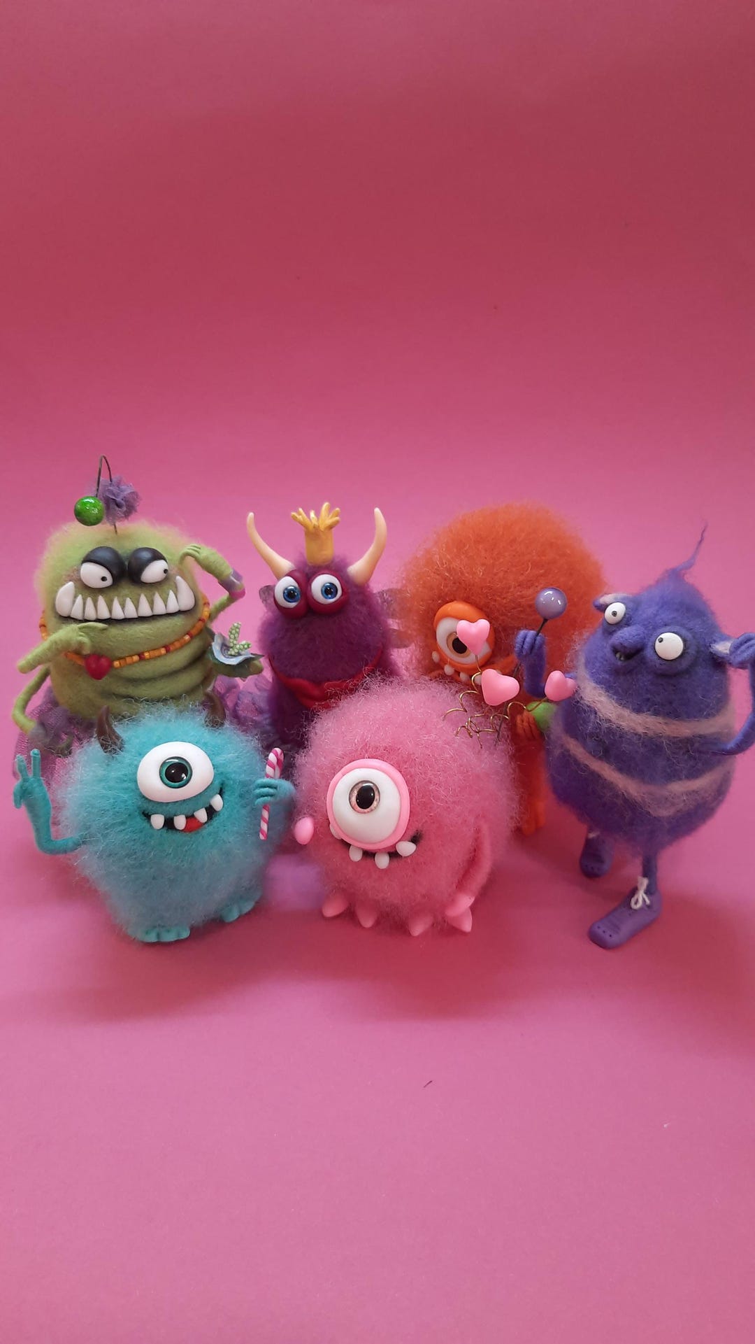 Needle Felted Cute Monster. Wool Monster. Funny Fantasy Creature ...