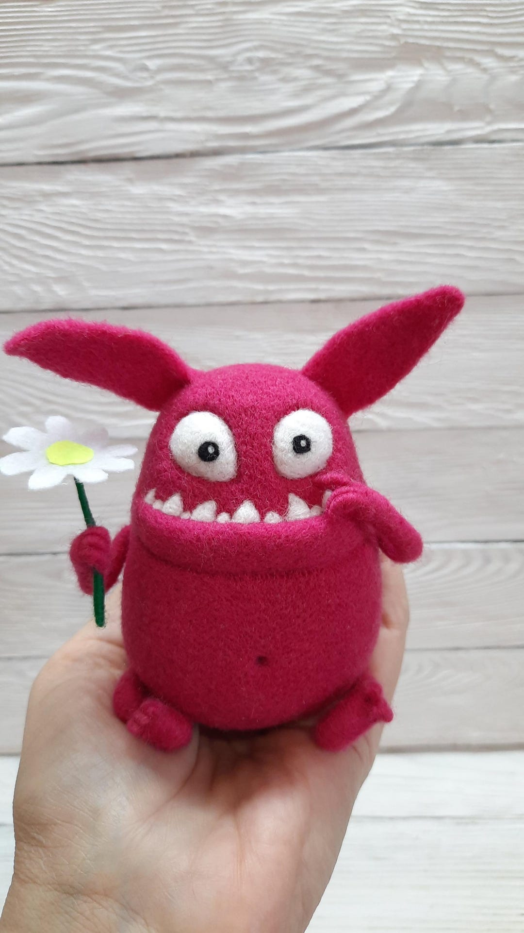 Needle Felted Cute Monster. Wool Monster. Funny Fantasy Creature ...