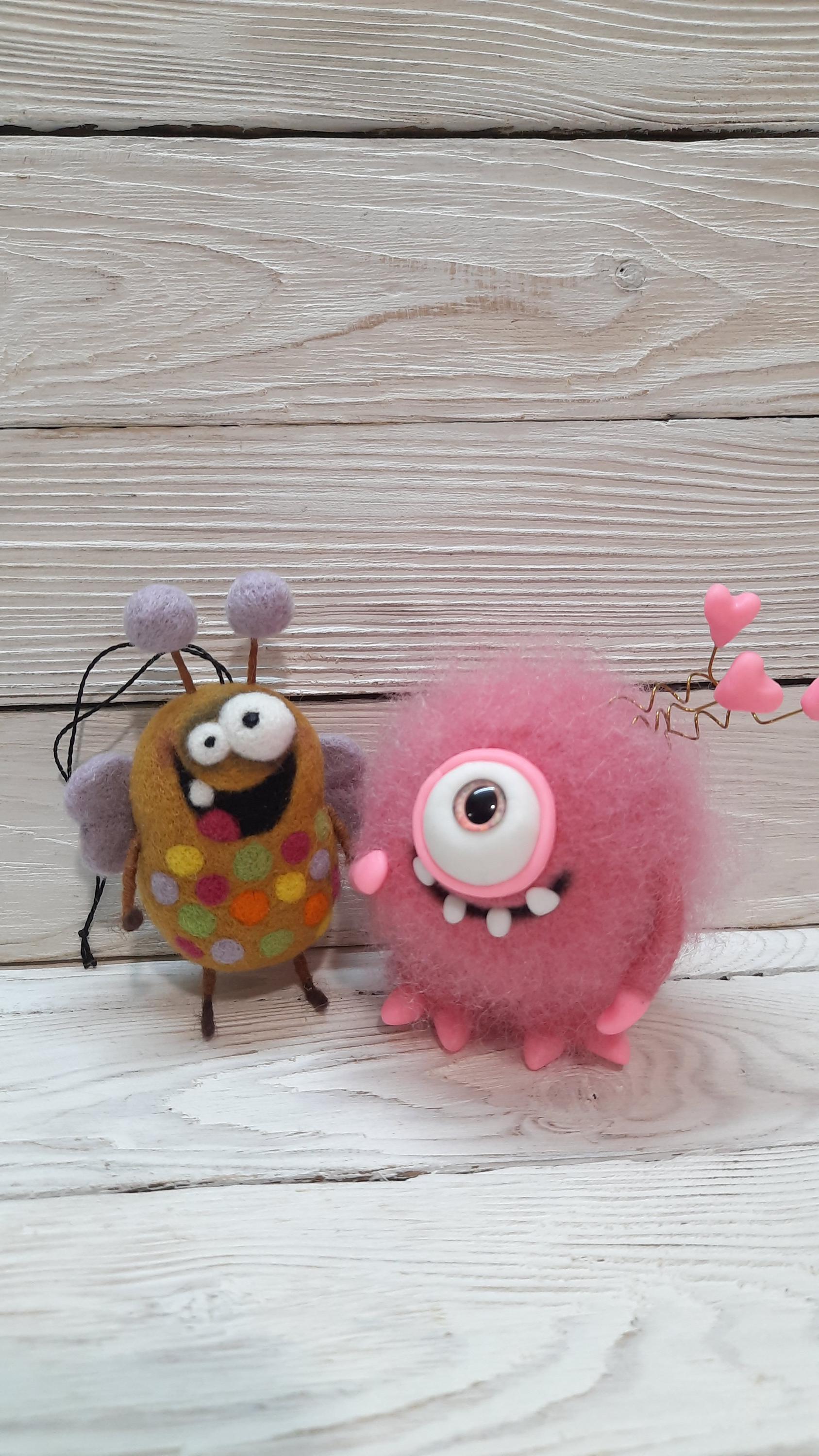 Needle Felted Cute Monster. Wool Funny Monster. Funny Fantasy Creature ...