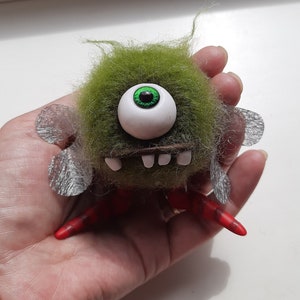 Needle Felted Cute Monster. Wool One-eyed Monster. Funny Fantasy ...