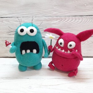 Needle Felted Cute Monster. Wool Monster. Funny Fantasy Creature ...