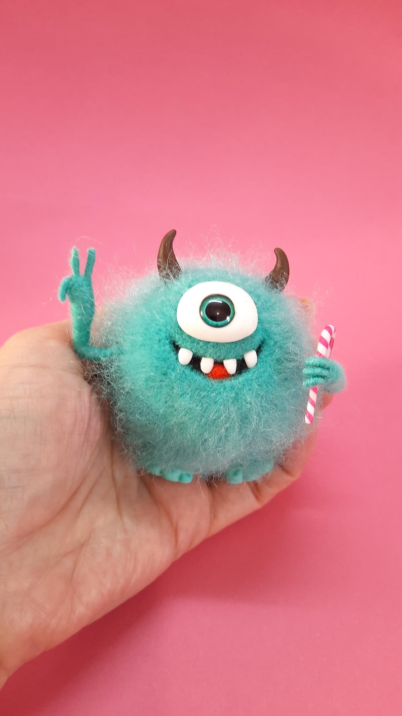 Needle Felted Cute Monster. Wool Monster. Funny Fantasy Creature ...