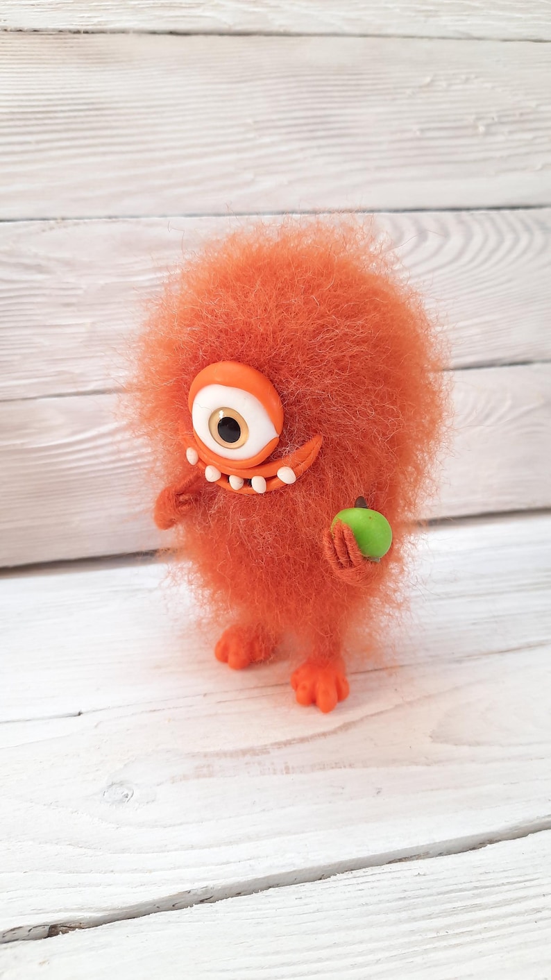Needle Felted Cute Monster. Wool Monster. Funny Fantasy Creature ...