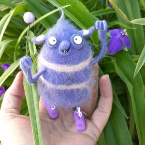 Needle Felted Cute Monster. Wool Funny Monster. Funny Fantasy Creature ...