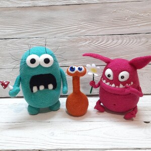 Needle Felted Cute Monster. Wool Monster. Funny Fantasy Creature ...