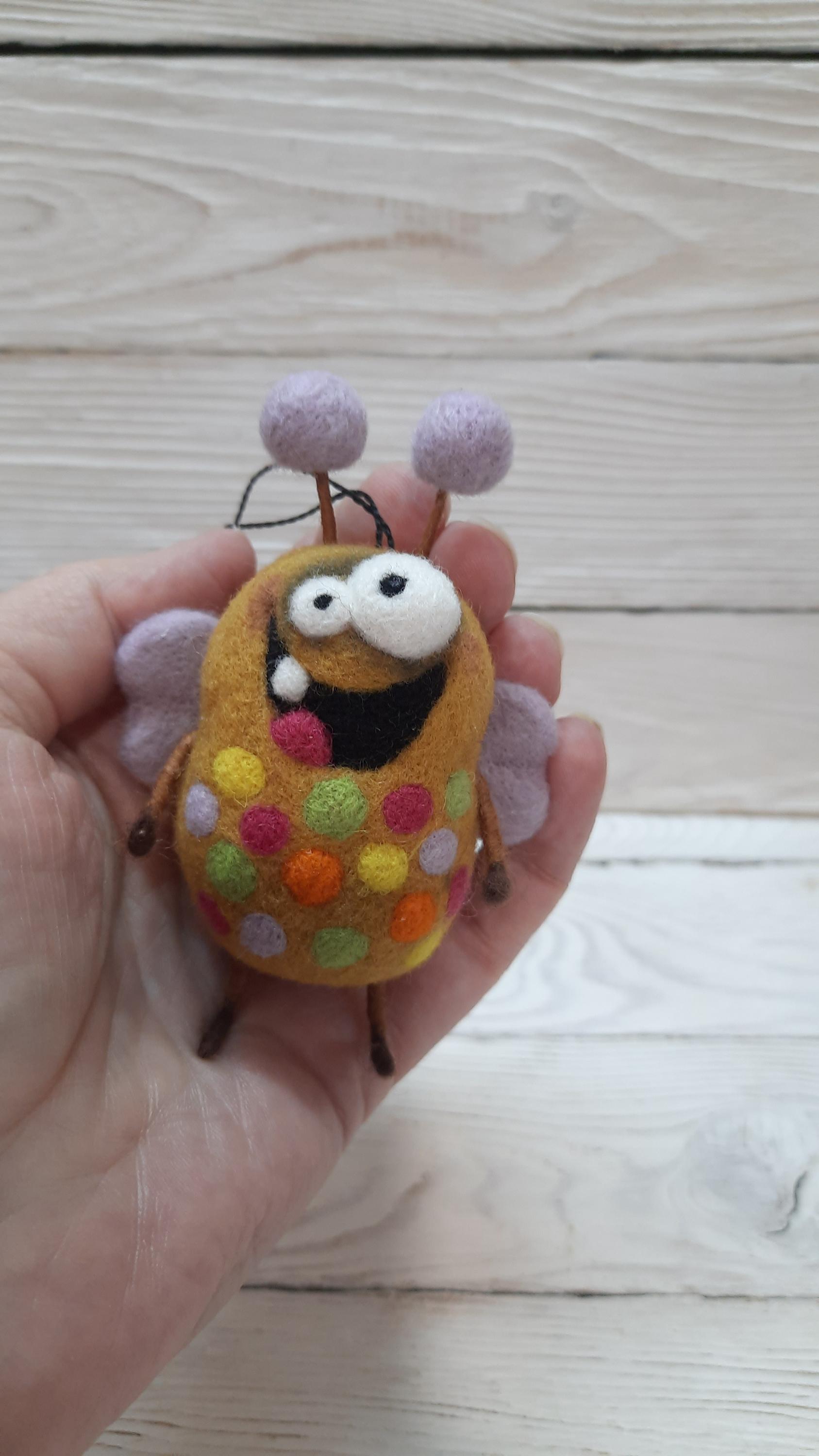 Needle Felted Cute Monster. Wool Funny Monster. Funny Fantasy Creature ...