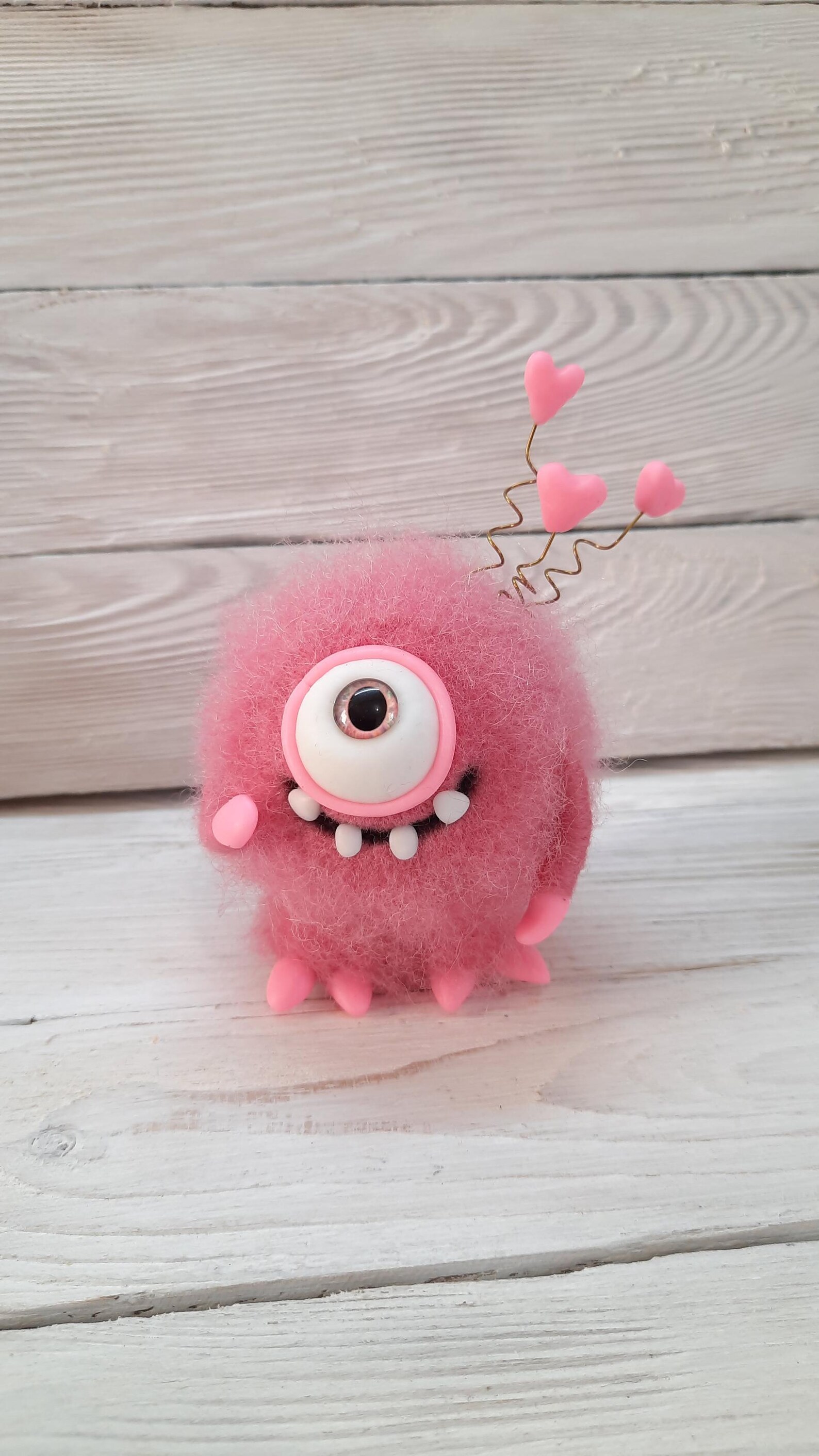 Needle Felted Cute Monster. Wool One-eyed Monster. Funny Fantasy ...