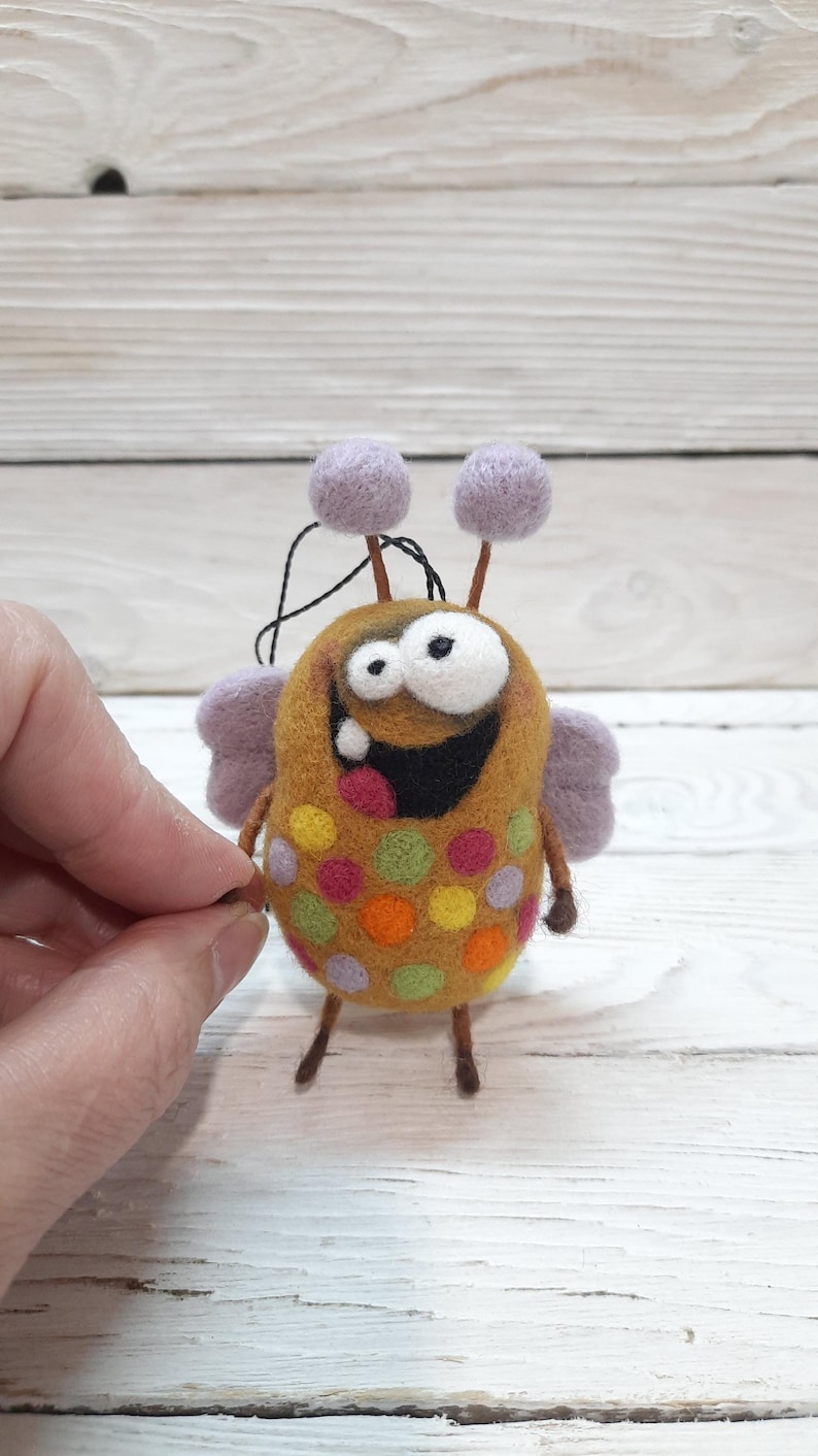 Needle Felted Cute Monster. Wool Funny Monster. Funny Fantasy Creature ...