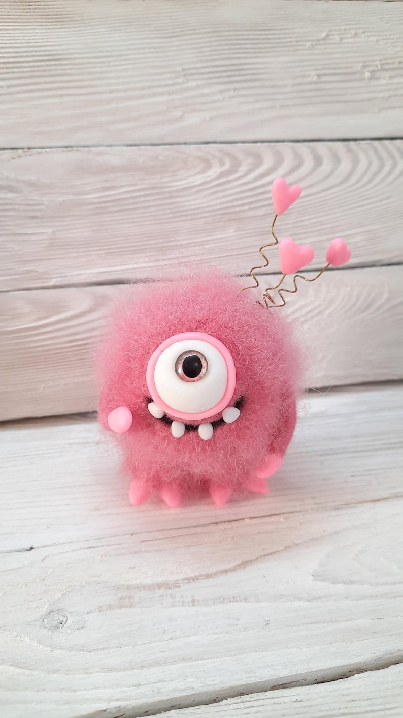 Needle Felted Cute Monster. Wool One-eyed Monster. Funny Fantasy ...