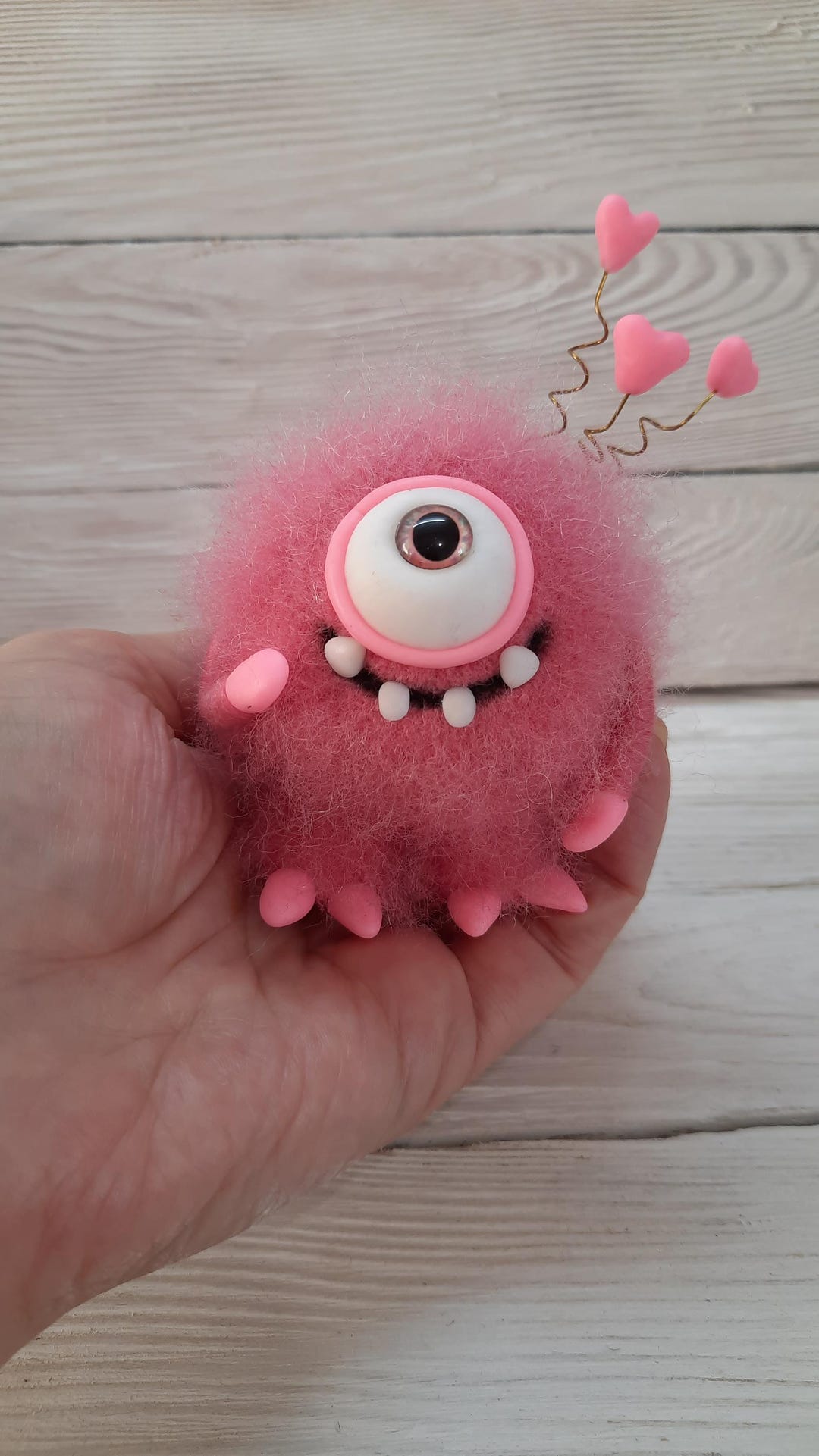 Needle Felted Cute Monster. Wool One-eyed Monster. Funny Fantasy ...