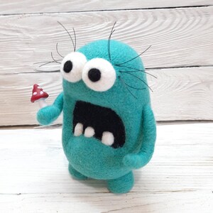 Needle Felted Cute Monster. Wool Monster. Funny Fantasy Creature ...
