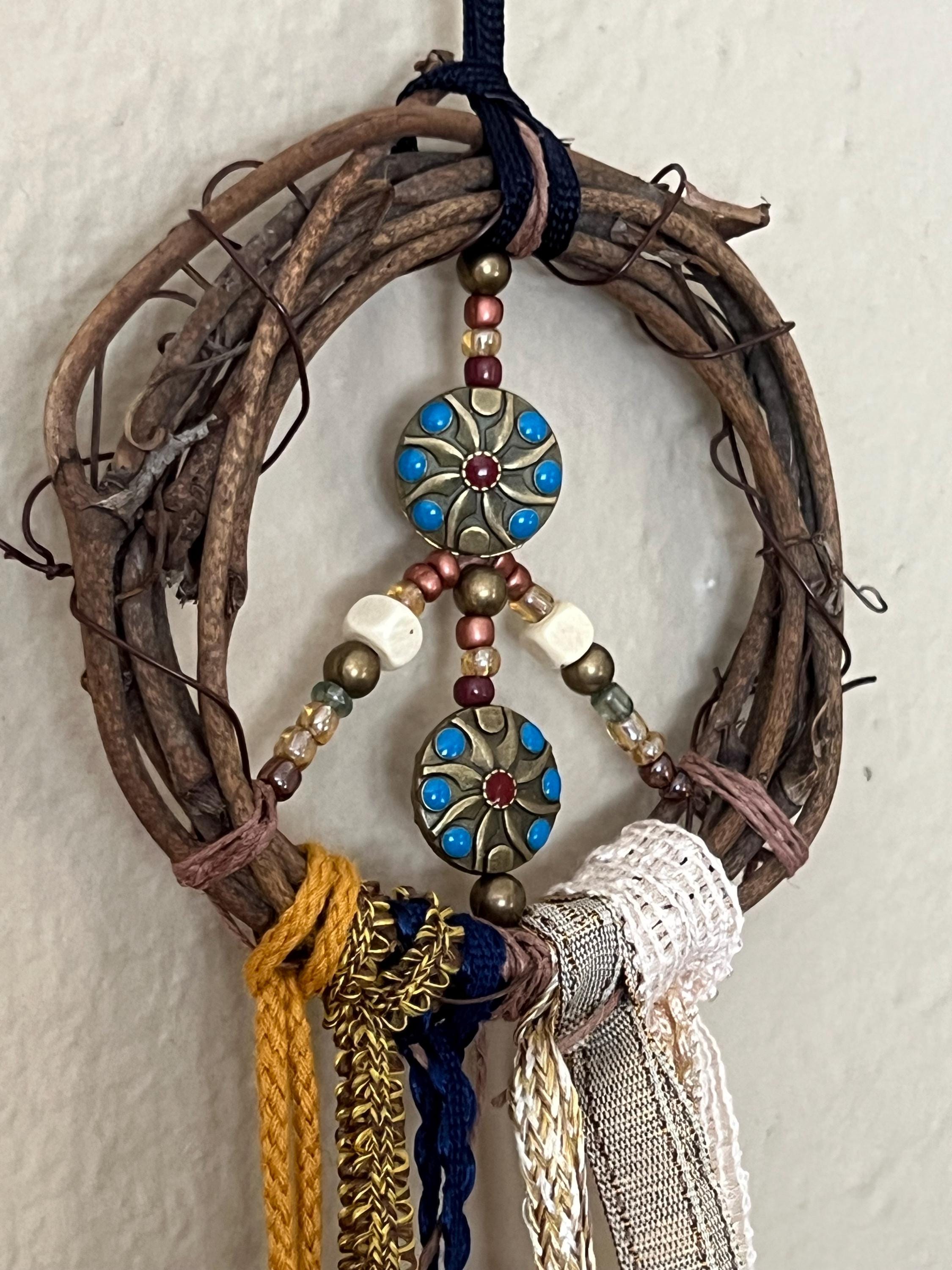 Boho Beaded Peace Sign With Fringe - Etsy