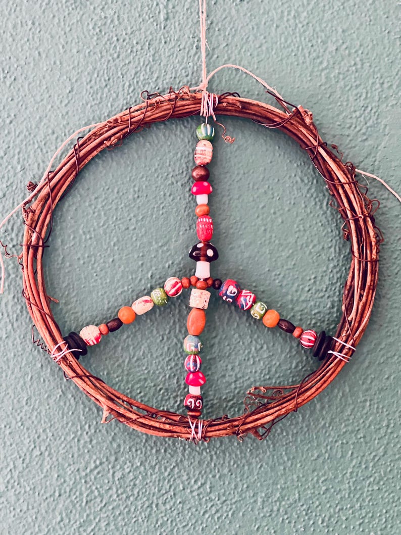 Boho Beaded Peace Sign Mushroom Beads - Etsy