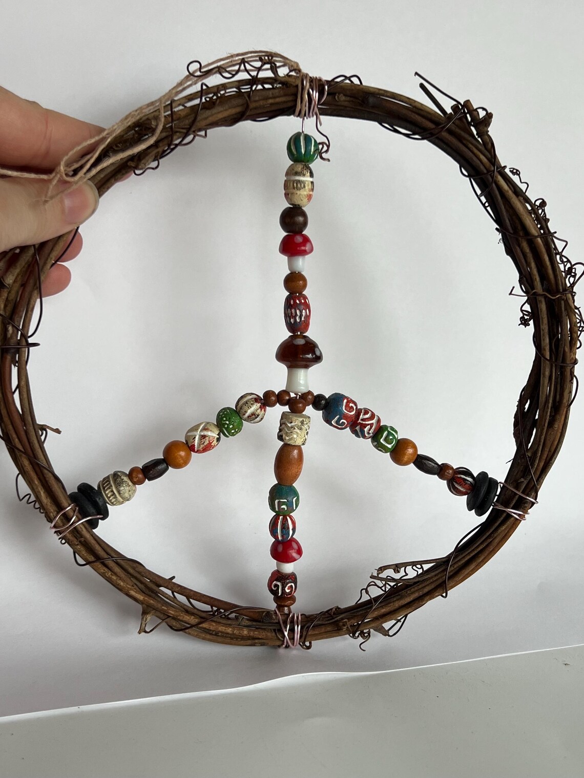 Boho Beaded Peace Sign Mushroom Beads - Etsy