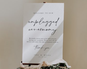 Elegant Unplugged Wedding Sign Template Download Modern - Etsy