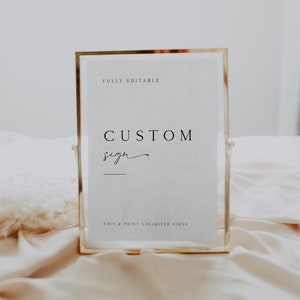Modern Custom Sign Template, Minimalist Wedding Sign Printable ...