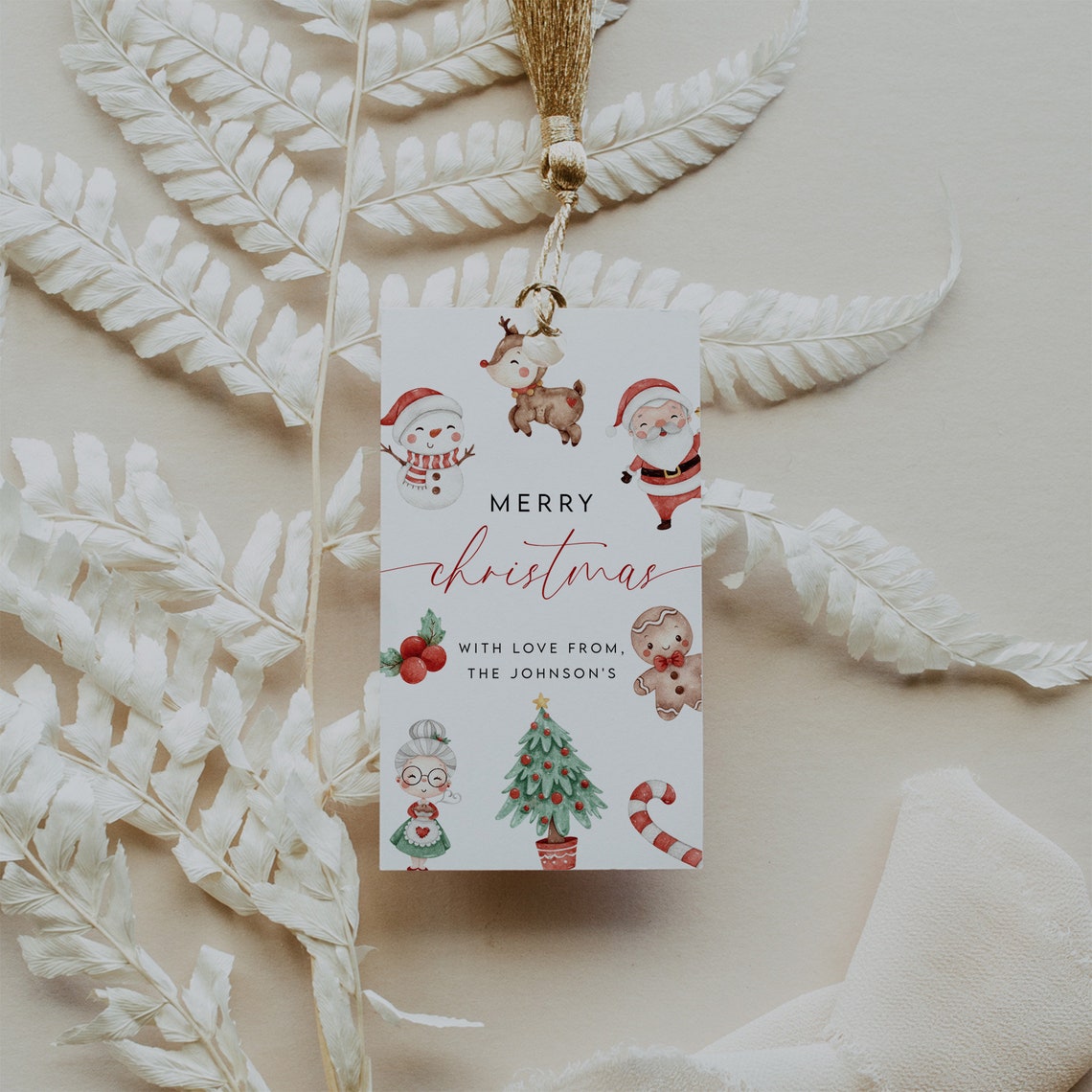 Merry Christmas Gift Tag Printable, Editable Christmas Gift Tag ...