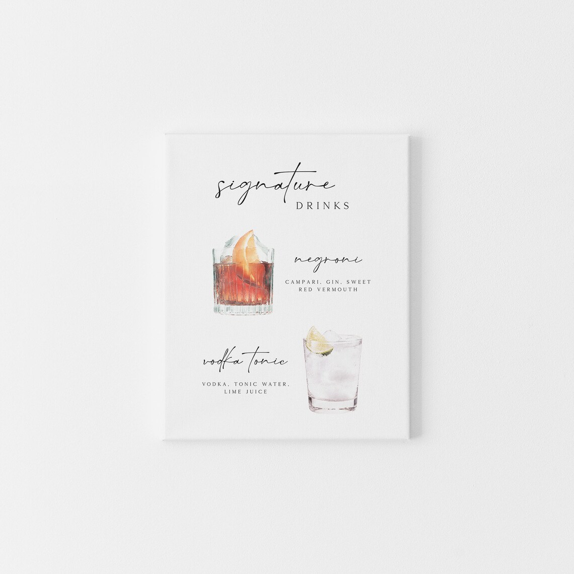 Printable Signature Cocktails Sign Template Modern Signature - Etsy