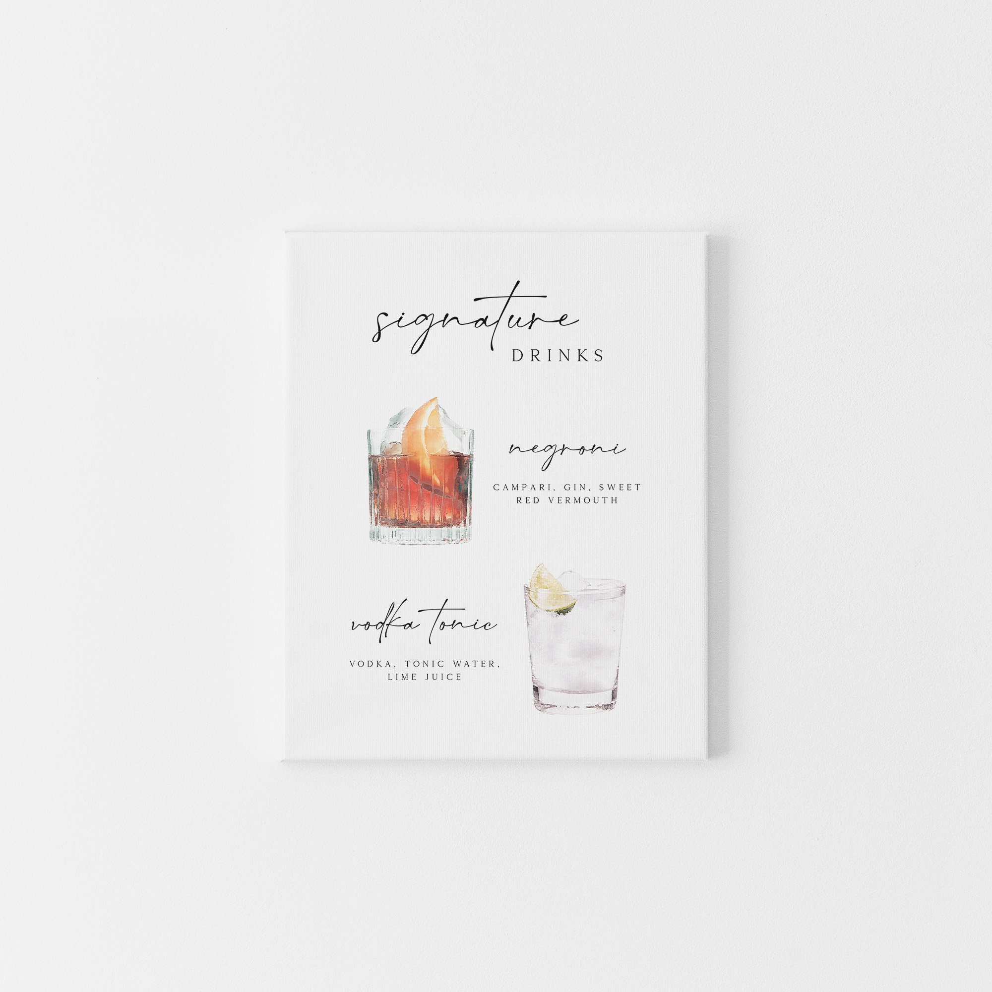 Printable Signature Cocktails Sign Template, Modern Signature Drinks ...
