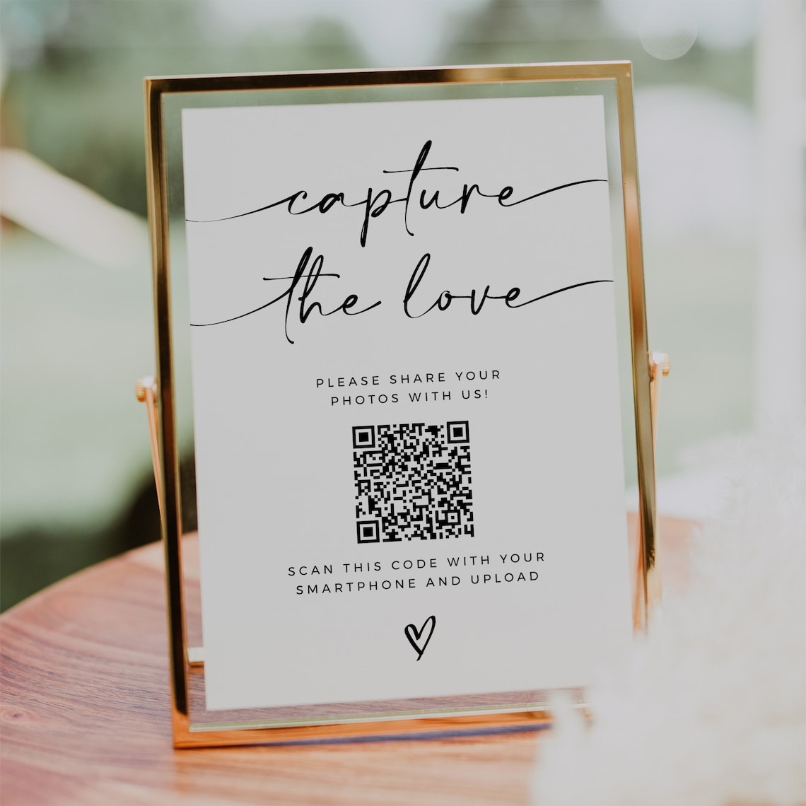 Minimalist Capture the Love QR Code, Wedding Photo Sign, Share the Love ...