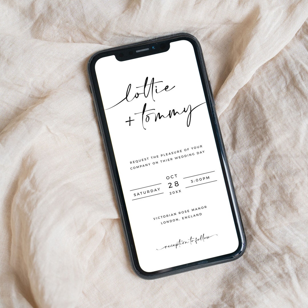 Electronic Wedding Invitation, Wedding Digital Invite, Smartphone Evite ...