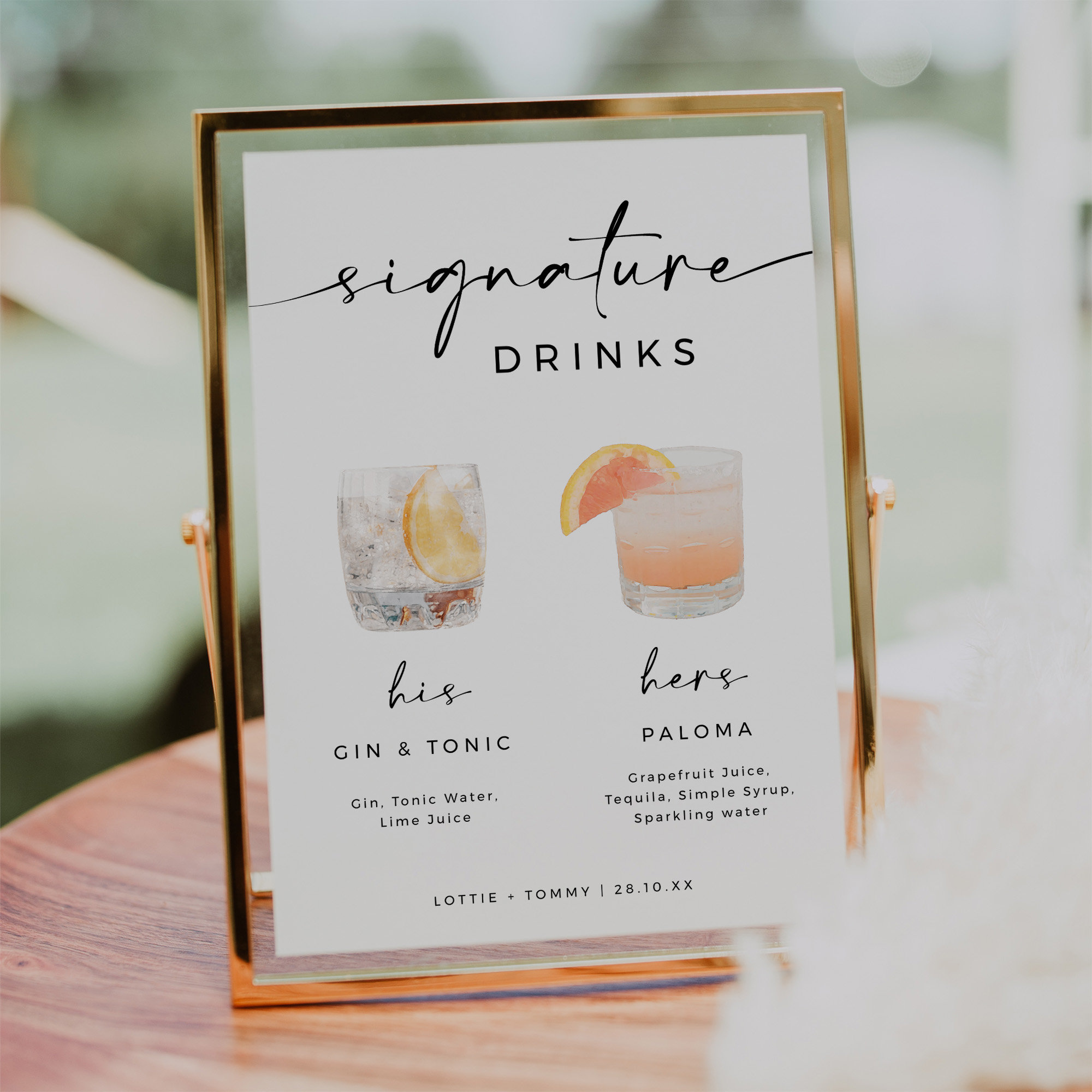 Minimalist Wedding Signature Drink Sign Template, Signature Drinks Sign ...