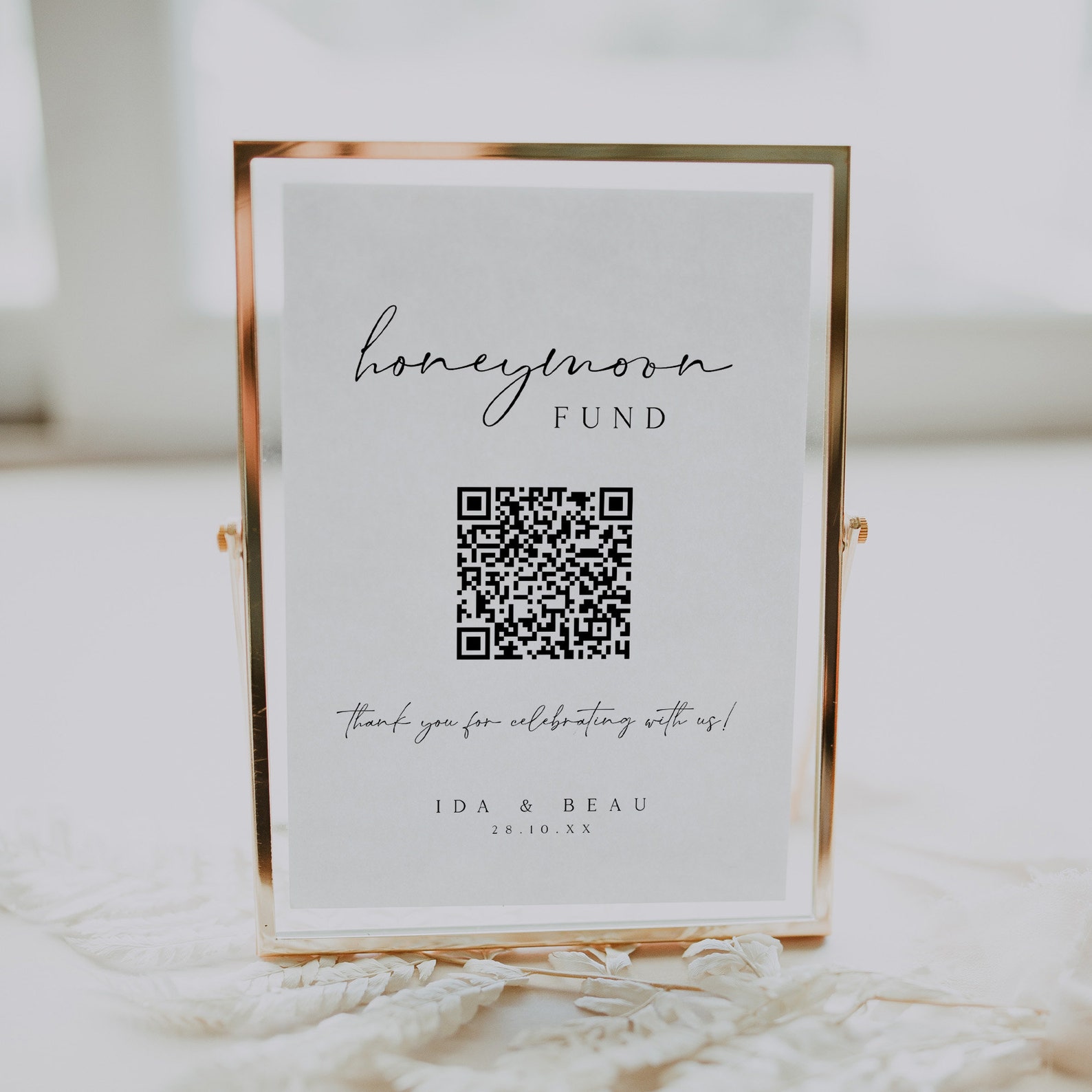 Honeymoon Fund QR Code Sign, Wedding Honeymoon Fund Sign, Wedding QR ...