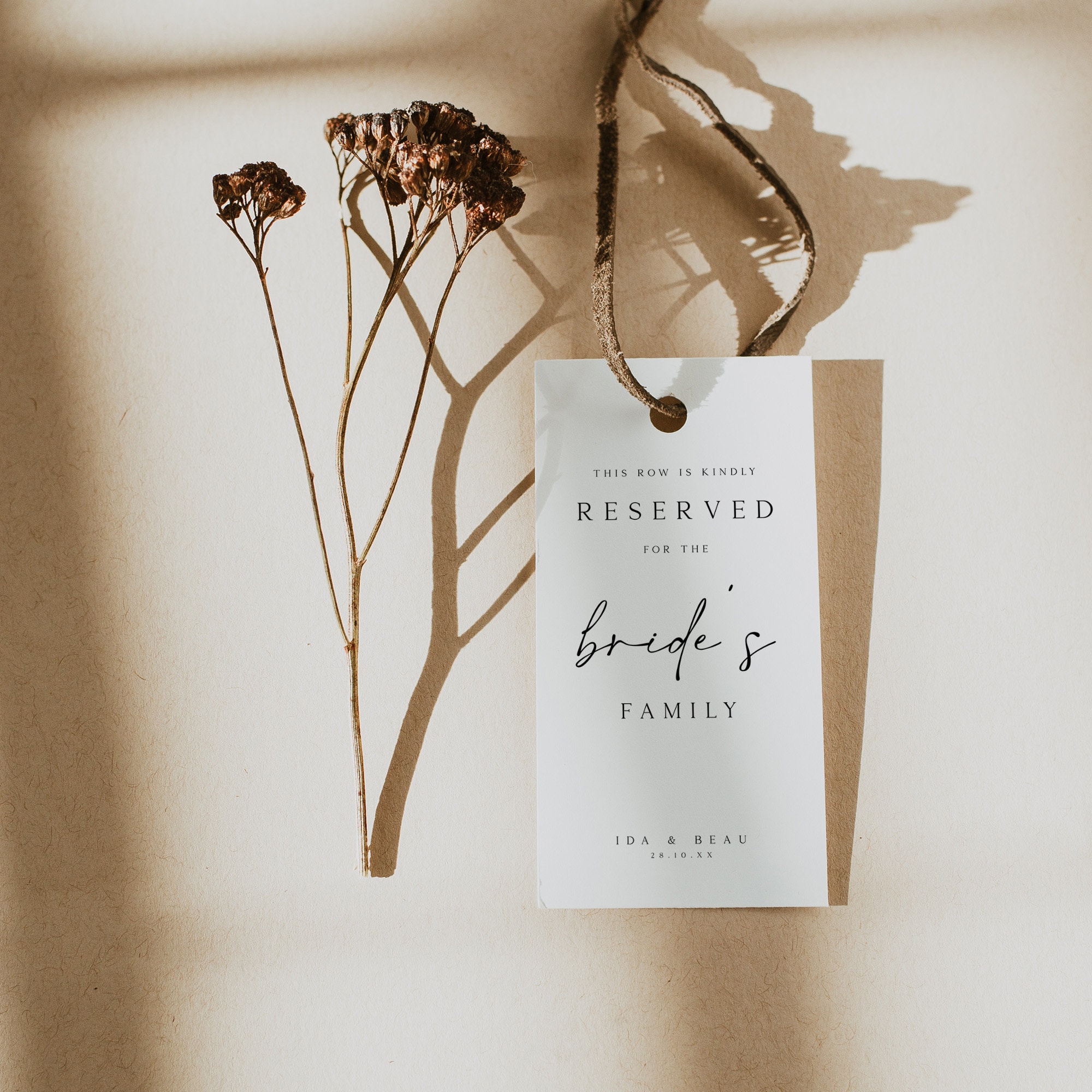 Minimalist Reserved Chair Tag Template, Printable Reserved Chair Tags ...