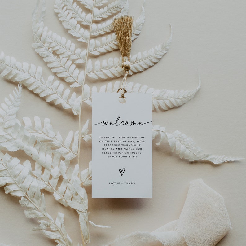 Welcome Tag Template, Minimalist Wedding Welcome Tag, Modern Welcome ...