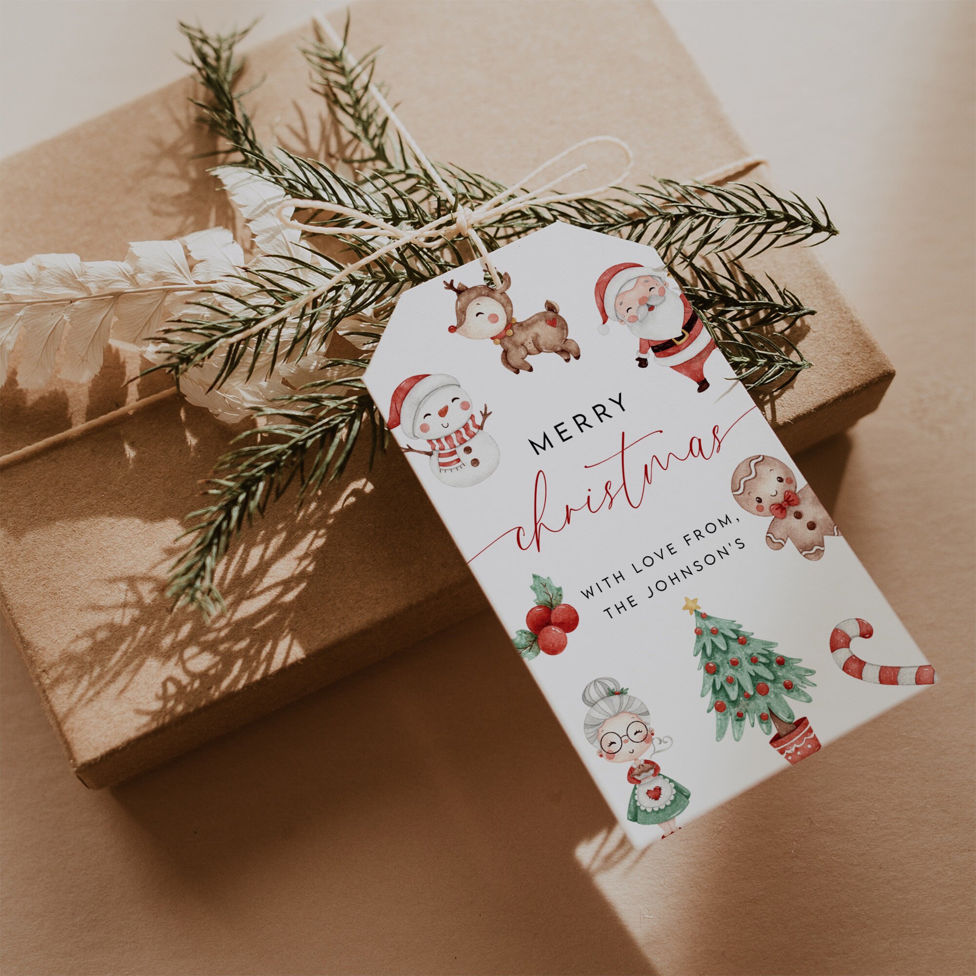 Merry Christmas Gift Tag Printable, Editable Christmas Gift Tag ...