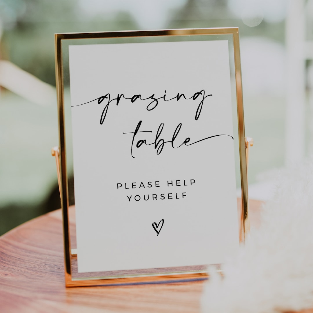 Minimalist Grazing Table Sign Template, Modern Wedding Food Sign ...