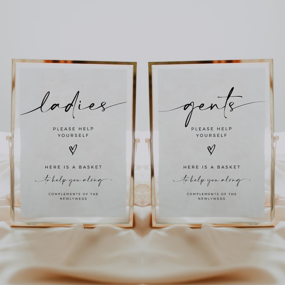 Wedding Bathroom Sign Template, Wedding Ladies Gents Basket Sign ...